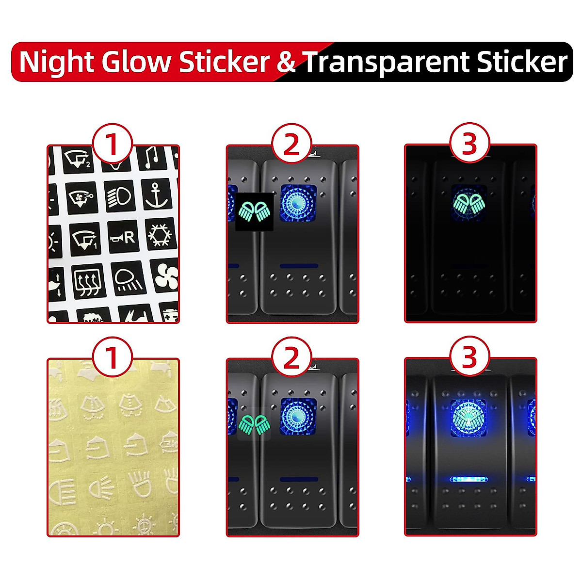 FXC 4 Gang Waterproof Marine Boat Rocker Switch Panel, DC 12V 5 Pin ON-Off Switch, with RGB LED Digital Display Voltmeter and 4.2A Dual USB Slot Socket for Boat Car Rv Vehicles Truck