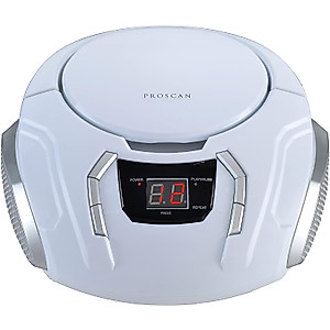 Proscan Elite Portable CD Boombox with AM/FM Radio - White