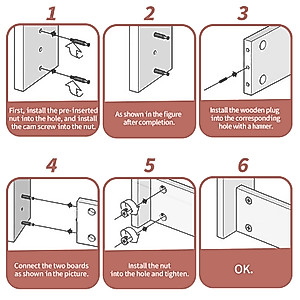 Jiozermi 36 Sets 3-in-1 Furniture Connecting Kit, M6 x 35mm Cam Screw Dowel Screws, 15mm Cam Fitting Cam Lock Nuts, with Pre-Inserted Nuts for Cabinet Drawer Wardrobe