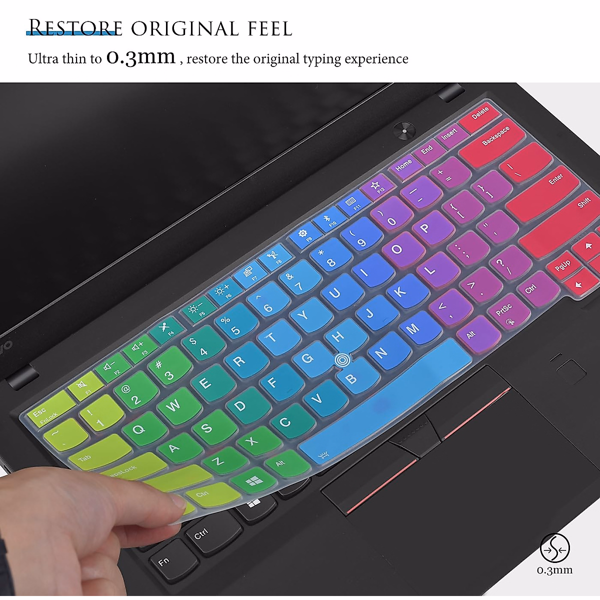 Keyboard Cover for Lenovo Thinkpad X1 Carbon 5th/6th/7th 2019 2018 2017 / ThinkPad X1 Yoga 14" 3 4 5th Gen/Thinkpad A475 L460 L470 T460 T460p T460s T470 T470p T470s T480 T480S Skin, Rainbow