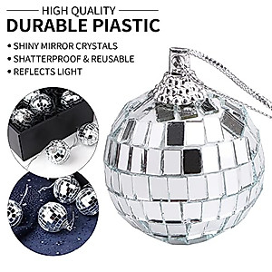 24 Pcs Silver Disco Mirror Ball for Party Decoration, Christmas Tree Wedding Birthday Party Ornaments (1.18 inch)