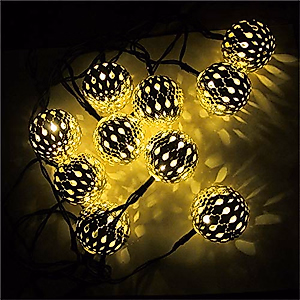 WESSD Solar Powered String LED Globe String Lights, Outdoor Starry Lights, Moroccan Fairy Lights, Backyard Lamp for Home, Garden, Party, Festival Decoration