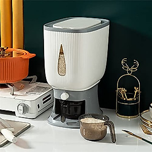 XBWEI 10Kg Rice Dispenser Storage Container Sealed Grain Cereal Dispenser Storage Box with Lid Measuring Cylinder (Color : Gray, Size : 32 * 20 * 38.5cm)