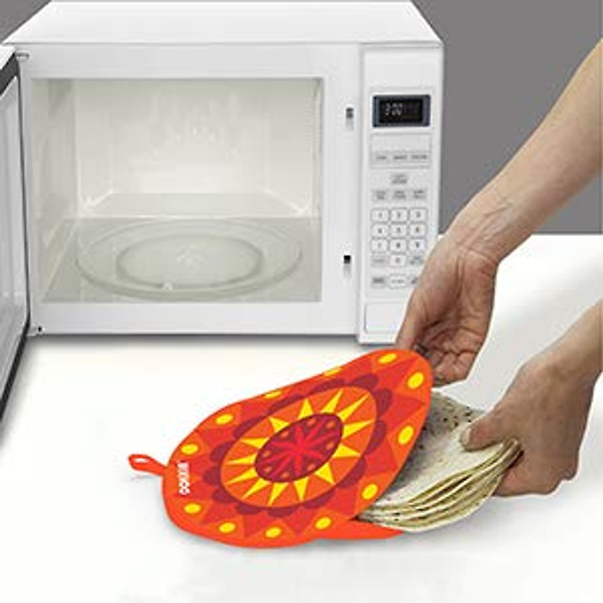 LEONAL Tortilla Warmer Taco 12 Inch Insulated Pouch Cloth - Microwave Use Fabric Bag to Keep Food Warm for up to One Hour (12 Inch, Fiesta Sunburst Boho Mandala)