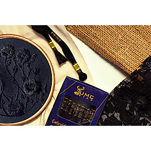 UMC STAG 24 Pieces Black Colour Premium Embroidery Floss| 100% Egyptian Cotton Premium Skeins | Cross Stitch Embroidery Thread | Oeko TEX Certified Stranded Cotton | Perfect for Arts & Crafts
