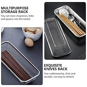 Cabilock Utensil Caddy Stainless Steel Cutlery Mesh Tray Utensils Silverware Kitchen Cabinet Drawer Organizer Tray Storage Basket for Kitchen Countertop Organization Silver Clear Silverware Organizer