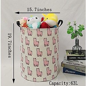 MAIZMZ Pink Storage Bins Gift Toys Box Kids Hamper Girls Laundry Basket Canvas Collapsible Waterproof Organizer Bin for Home/Dorm/Kitchen/Pet/Office/Closet/Shelf/Room decor(Alpace)