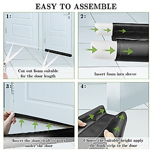 Door Draft Stopper 36inch-Adjustable Under Door Draft Blocker, Double Side Draft Stopper for Bottom of Door Insulator Door Sweep Weather Stripping Soundproof