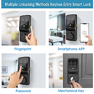 Lockly Secure Plus Deadbolt | Bluetooth Digital Door Lock, Fingerprint Scanner, Touchscreen Keypad, App Control, Auto Lock, Keyless Entry Door Lock (PGD728FMB, Matte Black)