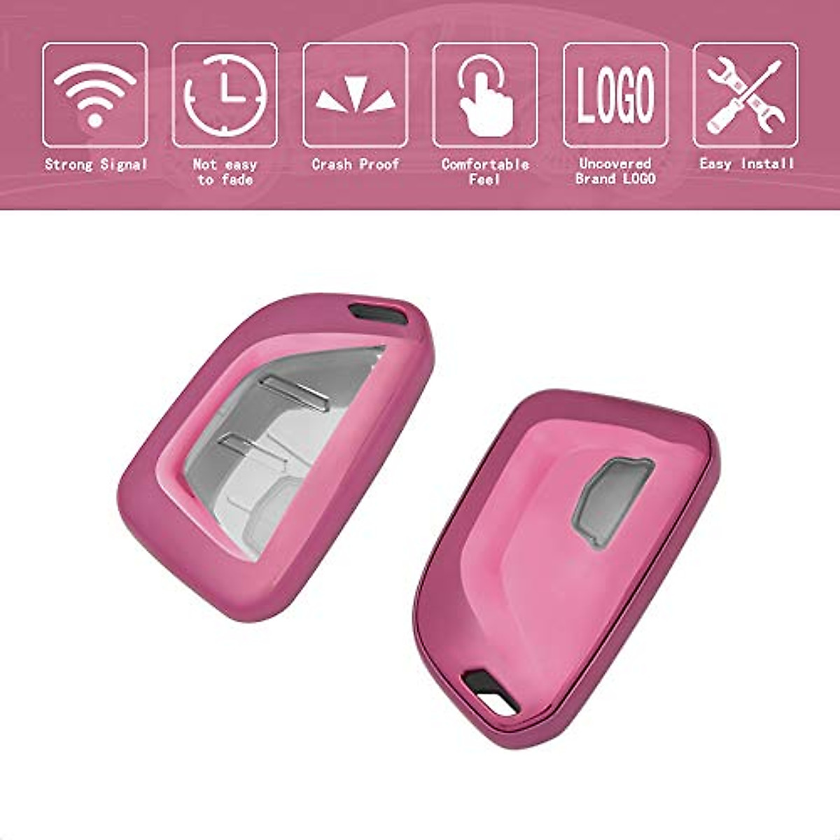 TANGSEN Smart Key Fob Case Pink TPU Protective Cover Compatible with Cadillac CT4 CT5 3 4 5 Button Keyless Entry Remote Control Accessories