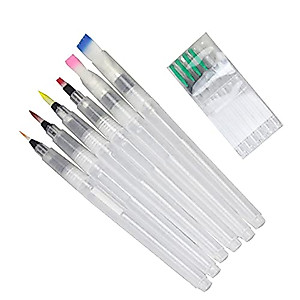VICASKY Water Storage Paint Brush 1 Set 6pcs Colorful Flat Brush Three Pointed Maker Tips Pens Coloring Soluble Storage Watercolor Paint Color Water Pencils Heads Watercolor Brush Pens