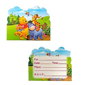 Omto Pooh Bear Birthday Invitation Cards 20Packs Pooh Bear Invitation Cards for Kids Pooh Bear Birthday Party Supplies