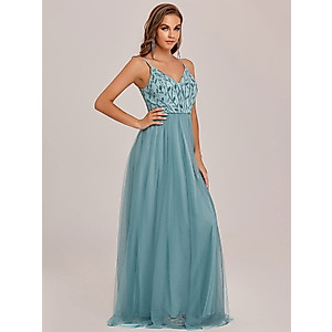 Ever-Pretty Women's Spaghetti Straps Sleeveless Maxi Dress Demin Blue US6