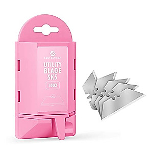 FantastiCAR Purple Folding Utility Knife Gift Box Cutter Lightweight StreamlineType Body and 100 SK5 Blades Dispenser Storage
