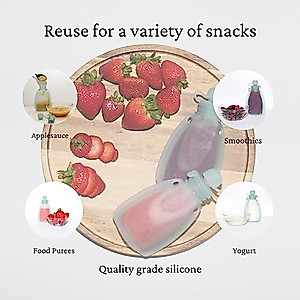 Squeezable Silicone Snack & Juice Feeding Pouch | Reusable Silicone 4OZ Snack Pouch
