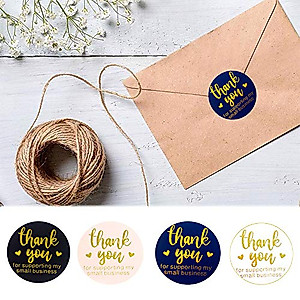 Thank You Stickers, 1.5" Multiple Color Golden Font Design Thank You Stickers, 500 Labels Each Roll