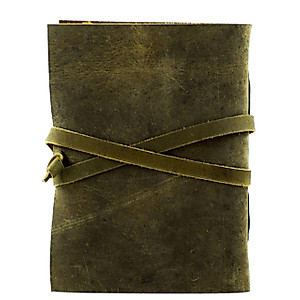 OVERDOSE Deckle Brown Leather Journal - Diary Sketchbook Book of Shadows Handmade Vintage Deckle Edge Paper - 6 x 8 inches | 15 x 20 cm | A5