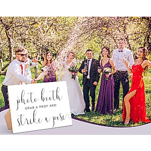 NODROY Wedding Table Sign, Photo Booth, 8×11 Wooden Sign With Stand, Minimalist Wedding Favor, Bridal Shower, Wedding Reception, Event Party Favor Supplies