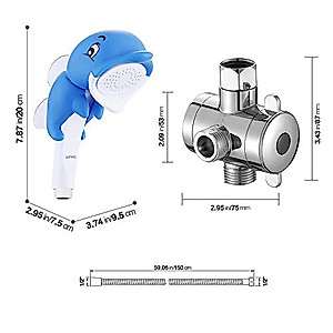 KAIYING Children's Handheld Shower Head,Cartoon Water Flow Spray Shower Head Baby Kids Toddler Bath Accessories (O:Showerhead(Dollie)+Hose+Diverter)