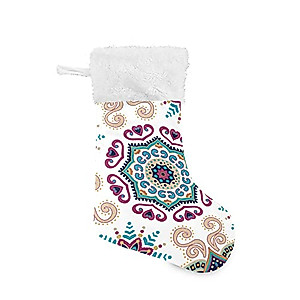 Kigai Christmas Stockings Bohemian Ceramic Style Large Candy Stockings Stuffers Kids Cute Xmas Sock Decorations 1PC for Home Holiday Party 12" x18"