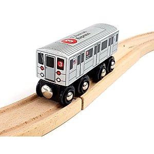 MUNI PALS Munipals New York City Subway Wooden Railway (A Division/IRT) 3 Train/7 Avenue Express–Child Safe and Tested Wood Toy Train