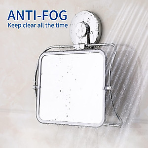 SWAMTIK Shower Mirror Shower Mirror Fogless for Shaving No Fog Shower Mirror 360 Degree Swivel Waterproof Large Shower Mirror Rust Resistant Shower Mirror Fogless for Bathroom NO Drilling Chrome