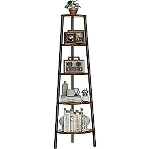 5-Tier Industrial Corner Ladder Shelf, A-Shaped Bookcase Utility, Display Organizer Plant Flower Stand Storage Rack for Home Office, Vintage?