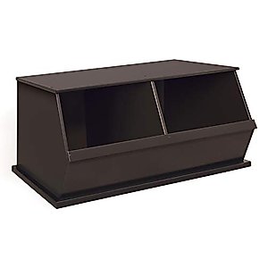 Stackable Wooden 2 Bin Open Storage Toy Organizing Cubby