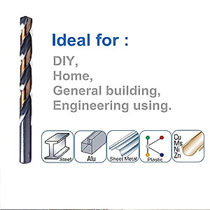 24PCS, 9/64" Black and Gold Twist Drill Bits