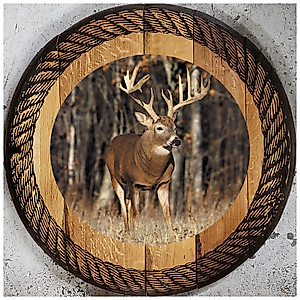 Craft Bar Signs Big Buck Whitetail Deer Pub Gift Farmhouse Rustic Round Whiskey Barrel End Table