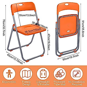 8 Pack Folding Plastic Chairs Pack Steel Folding Dining Chairs Folding Chairs Bulk Fold Up Event Chairs Portable Plastic Chairs with Steel Frame 440lb for Events Office Wedding Indoor Outdoor (Orange)