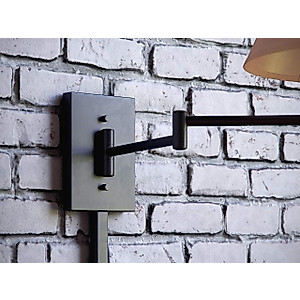 Kenroy Home 30110BLKP Simplicity Wall Swing Arm Lamp with Matte Black Finish, Modern Style, 14" Height, 15.5" Width, 25" Depth