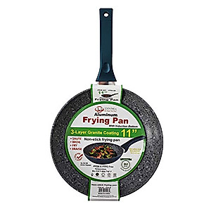Uniware Aluminum Non-Stick Frying Pan w/Induction Bottom, 3-Layer Granite Coating, 3 Size Variants (11")