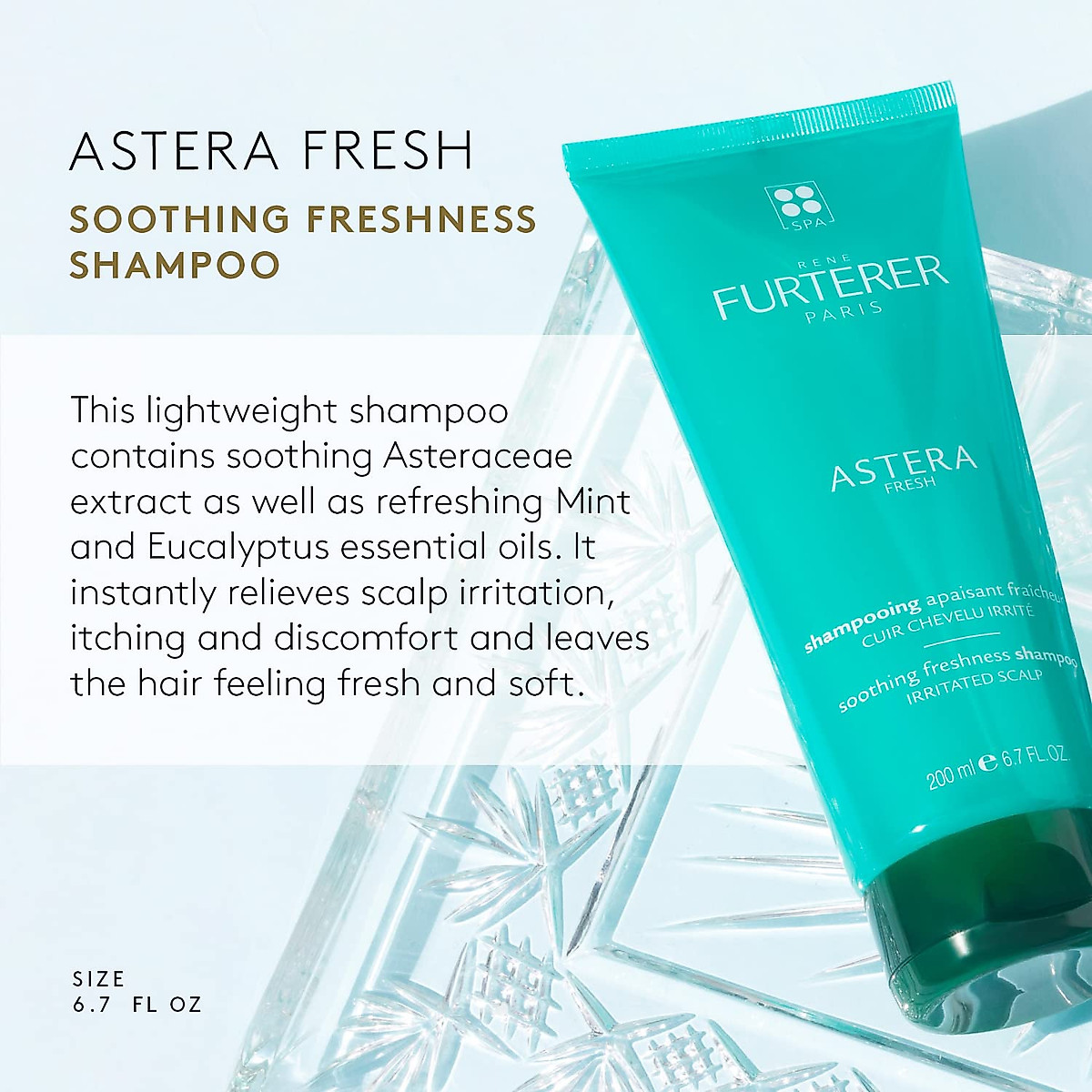 Rene Furterer ASTERA FRESH Soothing Freshness Shampoo, Irritated & Itchy Scalp, Peppermint, Eucalyptus 6.7 fl. oz.