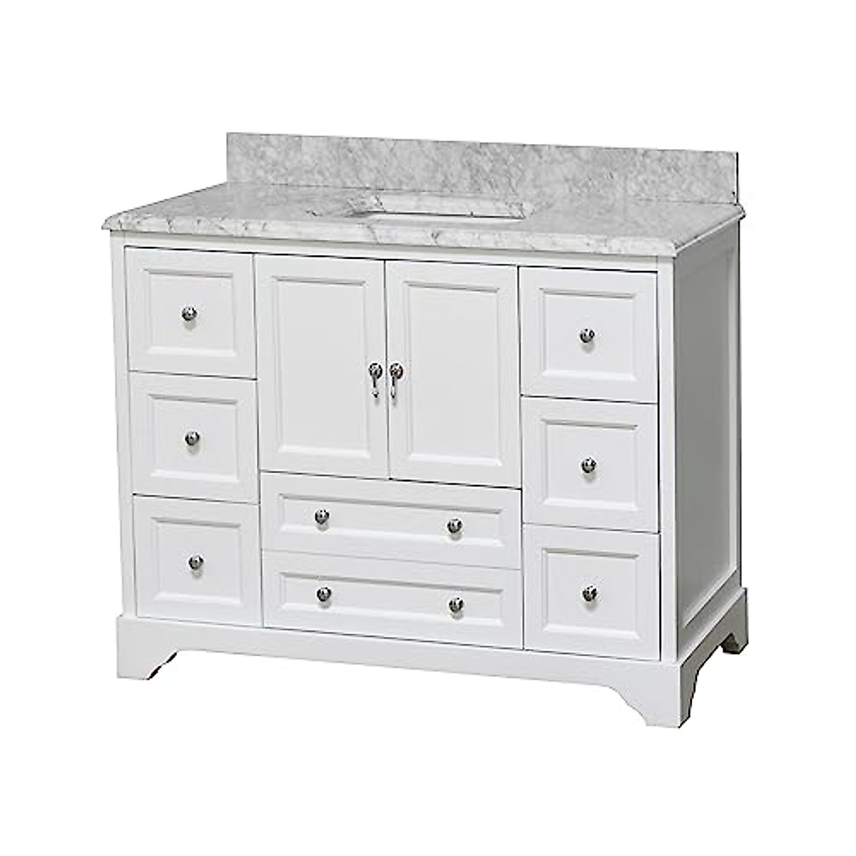 Madison 48-inch Bathroom Vanity (Carrara/White): Includes White Cabinet with Authentic Italian Carrara Marble Countertop and White Ceramic Sink