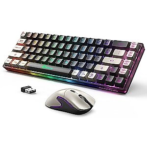 GEODMAER 65% Wireless Gaming Keyboard and Mouse Combo, Rechargeable Backlit Gaming Keyboard and Mouse, Ultra-Compact Mini Mechanical Feel Anti-ghosting Keyboard + 6D 3200DPI Mice for PC Laptop
