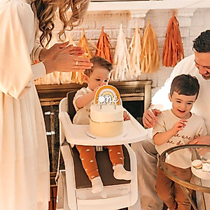 MUWEOL The Sun Wooden Cake Topper - Boho Theme 1st/First Birthday Party Decoration,Hippie Rainbow Baby Shower Supplies for Baby Boys Girls (boho sun topper)