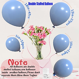 Dusty Blue Balloon Arch Garland, Double Stuffed Pastel Blue Balloons Different Sizes, 18 12 10 5 Inch Blue Balloons for Birthday,Baby Shower,Gender Reveal Party,Boho Decoration,Christening,Graduation