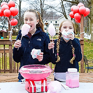 The Candery Cotton Candy Machine and Floss Bundle- Bright, Colorful Style- Sugar Free Candy, Sugar Floss, for Birthday Parties - Includes 3 Floss Sugar Flavors 12oz Jars and 50 Paper Cones & Scooper