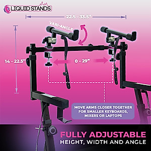 Liquid Stands 2 Tier Keyboard Stand Attachment - Adjustable Electric Digital Piano Stand for 54 - 88 Key Music Keyboards & Synths - Double Stand Extender for Square Tube Z Style Stands