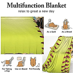 Flannel Softball Blanket for Bed Couch Sofa,Softball Laces Sports Lovers Throw Blanket,Soft Cozy Plush Warm Fuzzy Lightweight Microfiber Fleece Blanket for Adults Teens Kids 50"X40"