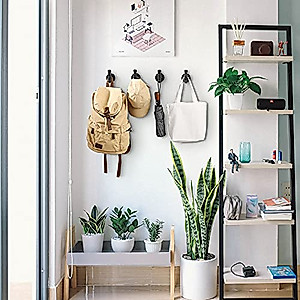 KES Industrial Pipe Black Towel Hook, Bathroom Coat Hook Wall Mounted, Robe Hook Heavy Duty for Hanging Coat Iron 4 Pack, BRH500-BK-P4