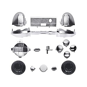 Yiootop Chrome color Replacement Buttons Set Mod Kits for Xbox Series X/S, Repair parts Bumpers Triggers D-pad ABXY Start Back Sync Share Keys for Xbox Series X S Controller (Chrome Silver)