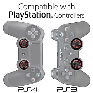Fosmon (Set of 4) Analog Stick Joystick Controller Performance Thumb Grips Compatible with PS5, PS4, Xbox One, Xbox Series X/S Compatible with Nintendo Switch Pro (Black/Red)