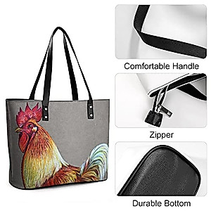 Womens Handbag Rooster Leather Tote Bag Top Handle Satchel Bags For Lady