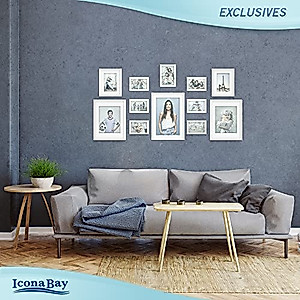 Icona Bay 11x17 White Picture Frame with Mat to 9x14 Image, Sturdy Wood Composite Poster Frame, Wall Mount Only, Modern Style Frames, Exclusives Collection