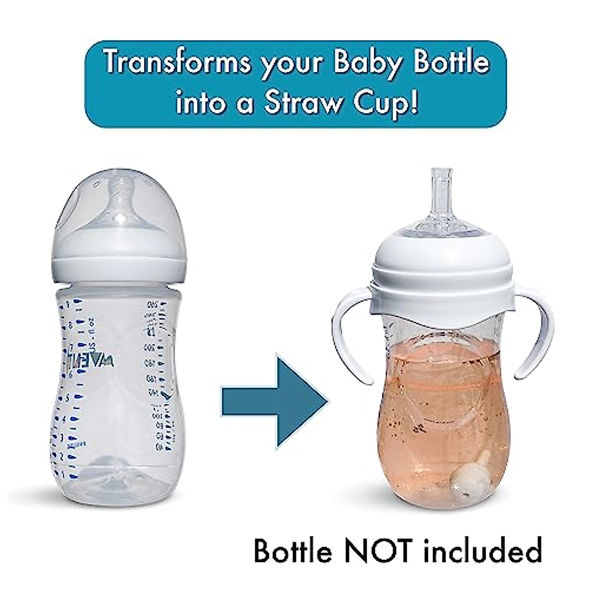 Straw Cup Conversion Kit for Philips Avent Natural Baby Bottle | 2-Count | with Weighted Straw, Bottle Handles and Straw Cleaning Brush | BPA-Free | Spill-Proof (Straw Top)