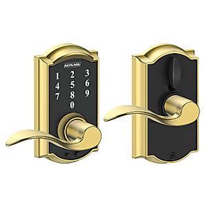 SCHLAGE Touch Camelot Lock with Accent Lever (Bright Brass) FE695 CAM 605 ACC