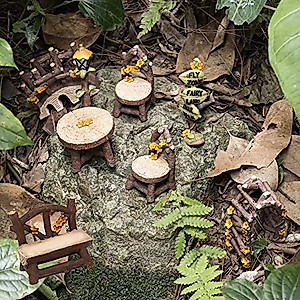 Fairy Garden Accessories, LATTOOK 8PCS Miniature Table and Chairs Set Fairy Garden Furniture Ornaments Kit for Dollhouse Accessories Home Outdoor Micro Landscape Decoration