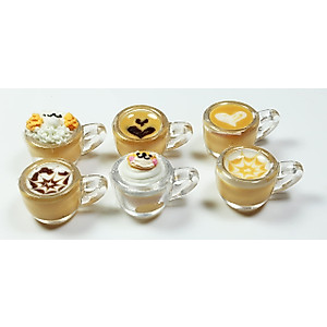 6 Mix Coffee Latte Art Dollhouse Miniature,Tiny Coffee,Drink Beverage Dollhouse Accessories for Collectibles